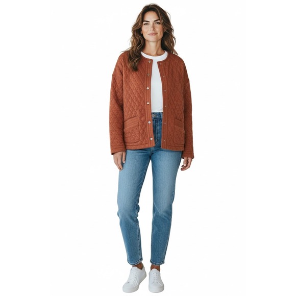 Orvis | Jackets & Coats | Orvis Women Outdoor Quilted Shirt Jacket Rust ...